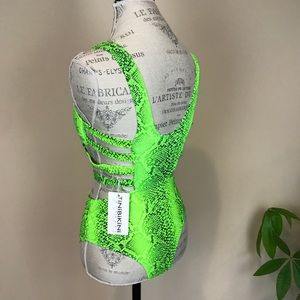 Swim | Snake Skin Croc Lime Green Strappy Swim Suit | Poshmark
